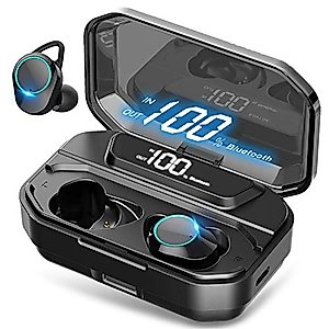 Xmythorig Ultimate True Wireless Earbuds Bluetooth 5.0 Headphones, IPX7 Waterproof Earphones for Sports, 110H Playtime w/ 3300mAh Charging Case, 3D Stereo Audio Touch Control in-Ear Headset w/Mic