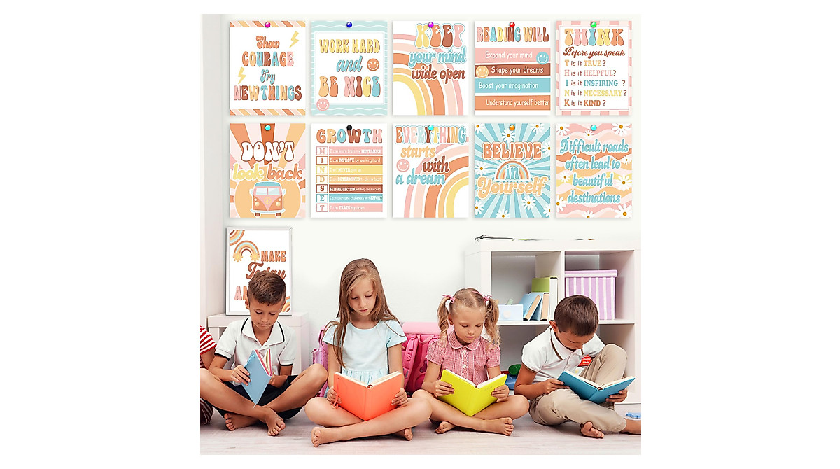 ZOIIWA 12 Retro Groovy Classroom Decorations Posters Groovy Hippie ...