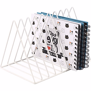 PENNGKE Magazine Holder,Newspapers Holder,Letters Storage,Desktop File Sorter Organizer Triangle Bookshelf Decor Home Office,White