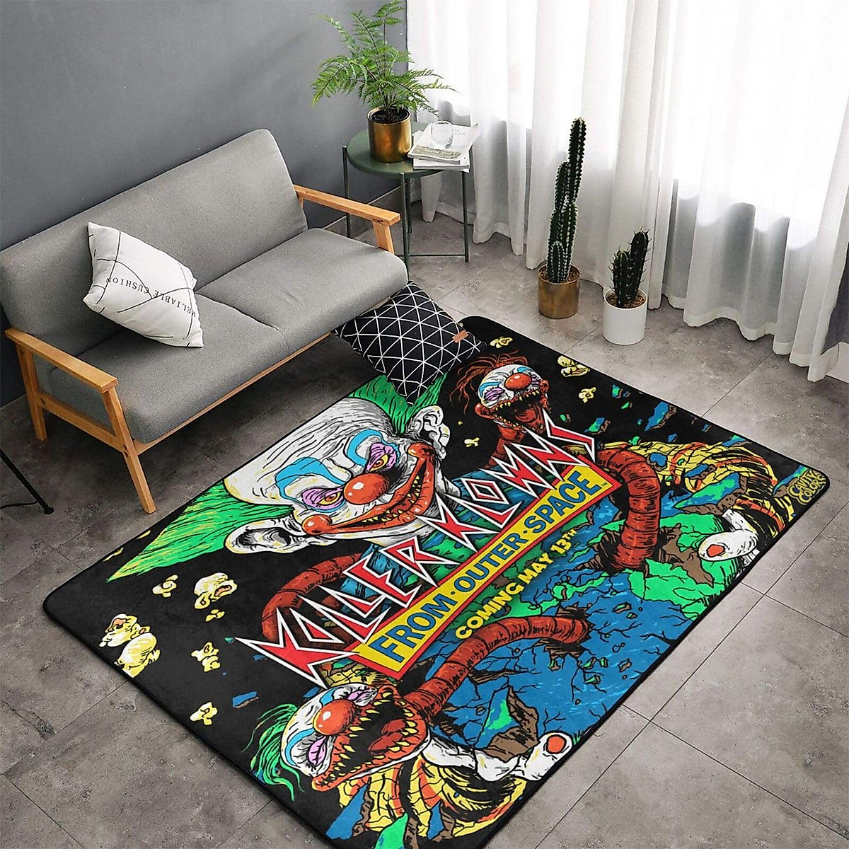 Dcgenrios Area Rugs Killer Horror Movie Klowns from Outer Space Non Slip Fluffy Carpet Floor Mat for Bedroom Living Room Home Decor Rug 60 x 39 inches