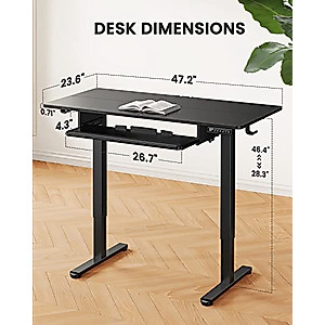 ErGear Electric Standing Desk with Keyboard Tray, Adjustable Height Sit Stand Up Desk, Home Office Desk Computer Workstation, 48x24 Inches, Black