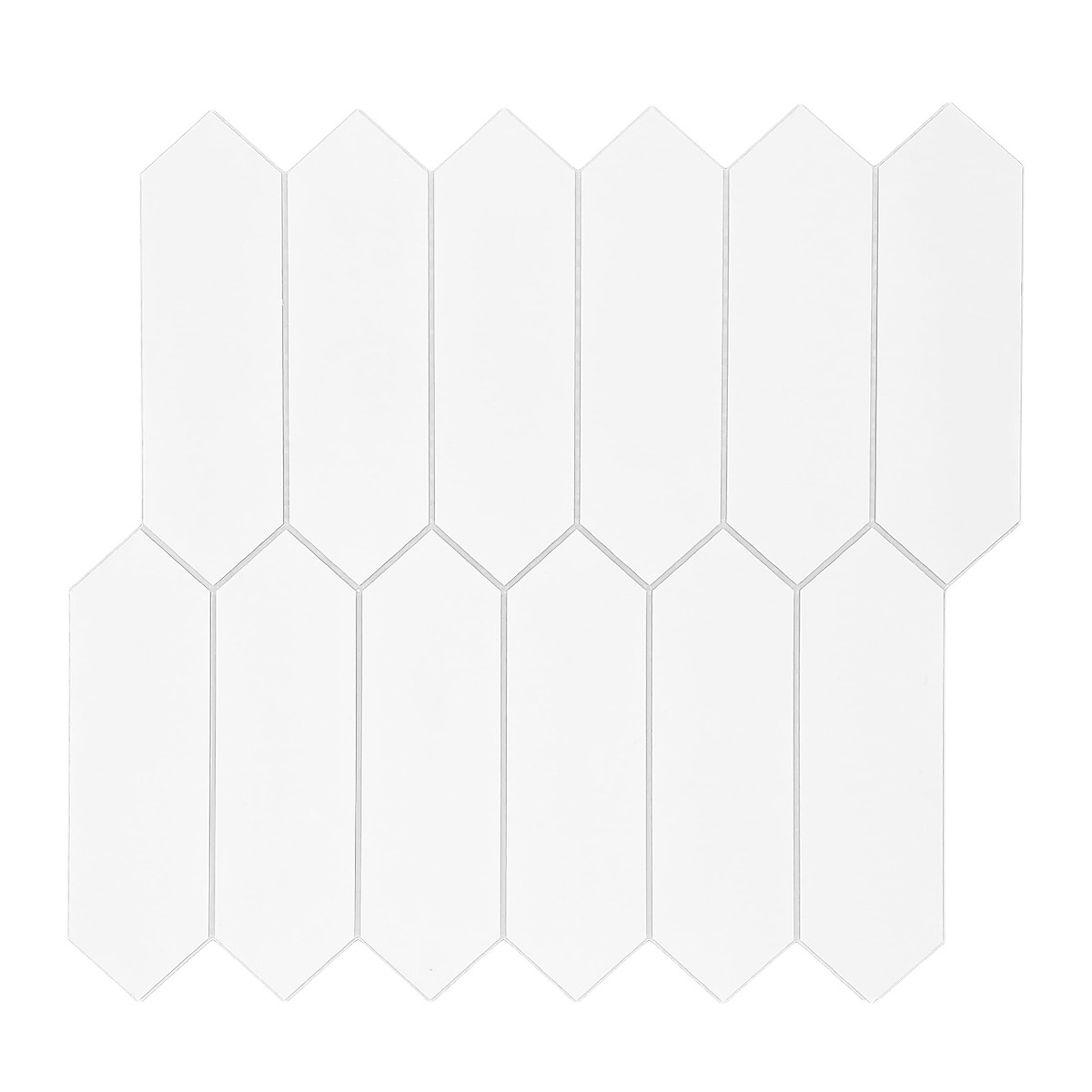 SUNWINGS Backsplash for Kitchen Peel and Stick, Stone Composite Self Adhesive Tiles Long Hexagon Mosaic Wall Tile, 12 Inch x 11.22 Inch 10 Sheets White