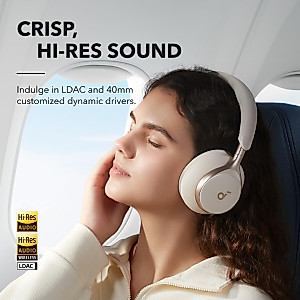 Soundcore by Anker, Space One, Active Noise Cancelling Headphones, 2X Stronger Voice Reduction, 40H ANC Playtime, App Control, LDAC Hi-Res Wireless Audio, Comfortable Fit, Clear Calls (Renewed)