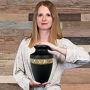 Trupoint Memorials Cremation Urns for Human Ashes - Decorative Urns, Urns for Human Ashes Female & Male, Urns for Ashes Adult Female, Funeral Urns - Black, Large