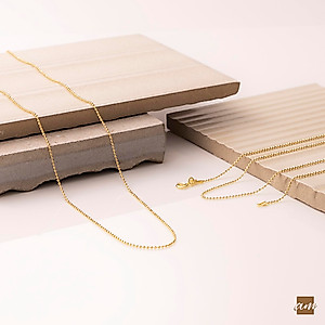 Amberta 18K Gold Plated on Sterling Silver 1.2 mm Ball Bead Chain Necklace Size: 16 18 20 22 24 28 inch / 40 45 50 55 60 70 cm (20inch/50cm)