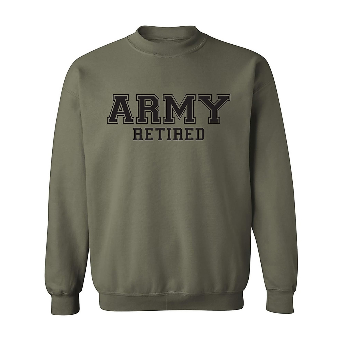 zerogravitee Army Retired Black logo Military Style PT Crewneck Sweatshirt Military Green - Large
