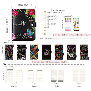 Guokichy Journal Travel Composition Notebook Filofax Planner Organiser Refills for Monthly Weekly Daily (Embroidery, A6)