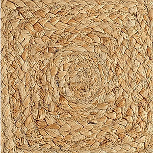 Natural Jute Placemat Set of 4 - Square 13 Inch Decorative Reversible Braided Hand Woven Charger for Dinner Table Décor Farmhouse Christmas Wedding Family Gathering Party and Everyday Use