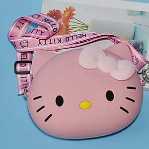 Kawaii Kitty Bag with Adjustable Shoulder Strap, Zipper Handbag Cute Kitty Coin Wallet Purse Shoulder Bag, Coin Pouch for Gifts Women Birthday - Pink