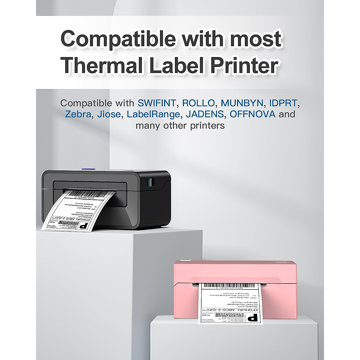 Thermal Labels, SWIFINT 4"x6" Direct Thermal Shipping Label, Perforated Fanfold Labels Compatible with Lable Printer MUNBYN, NELKO, IDPRT SP420, SP410, SWIFINT PL70E, Permanent Adhesive, Pack of 500