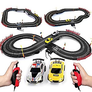 Electric High-Speed Slot Car Race Track Sets,1:43 Scale Dual Race Track with 2 Slot Cars and 2 Hand Controllers,Race Track for 6 7 8 9 10 11 12 Boys Girls