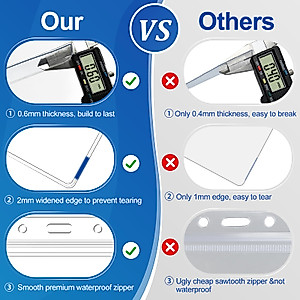 10 Pcs Clear Plastic Heavy Duty Vertical Name Badge ID Card Holders with Waterproof Resealable Zip, Plastic Name Tag Holder