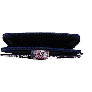 Women's Faux Leather ALL IN ONE WALLET RFID Clutch Ladies ib671x (Blue Floral)