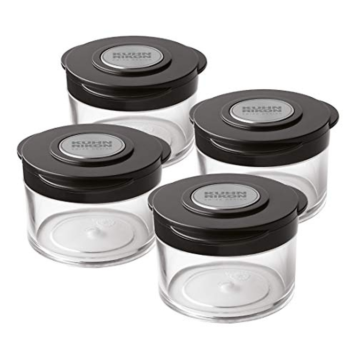 Kuhn Rikon Essential Spice Storage Jars, Set of 4, 6.25 x 2.5 inches, Clear/Black