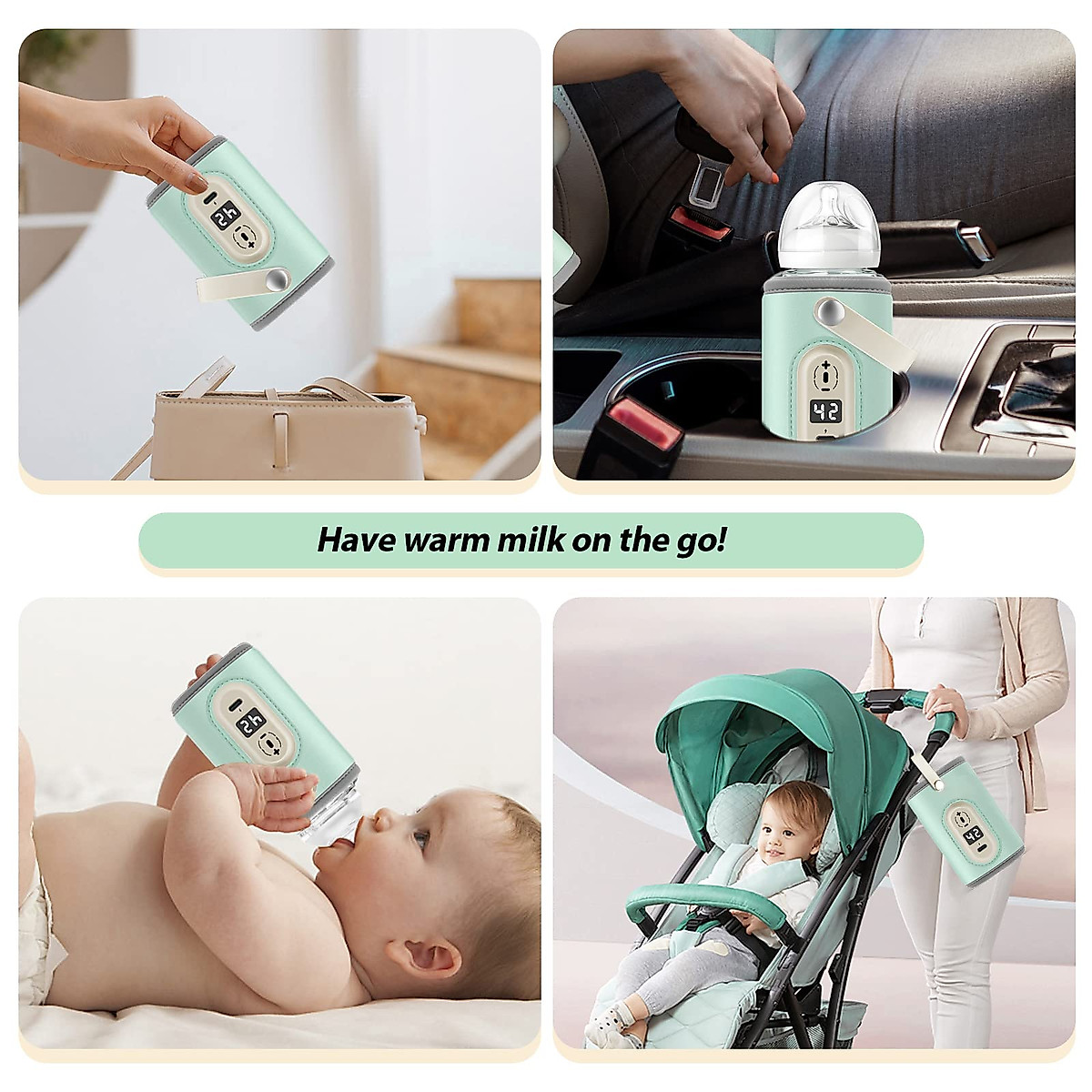Cozytots Portable Bottle Warmer Travel for Baby Bottle Warmer for Breastmilk In Car Heaters Drink Warm Milk Thermostat Bag