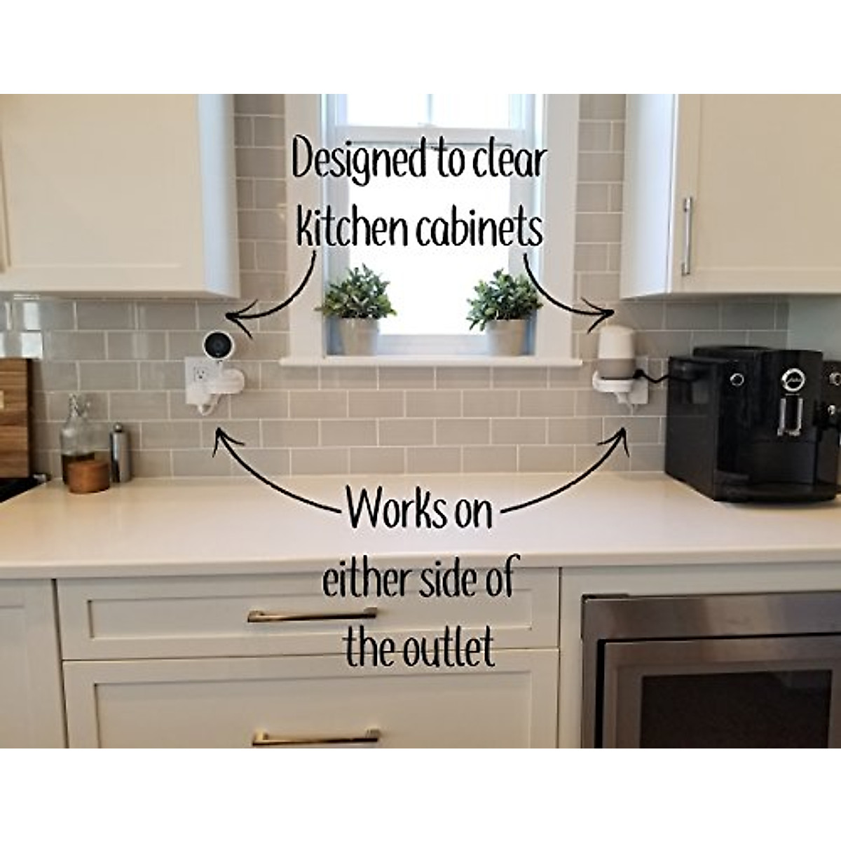 Mount Genie Smart Home Outlet Shelf: Hidden Cord Storage and Extra Custom Short Cords Great for Google Home, Nest, Security Cameras, Smart Speakers, and More