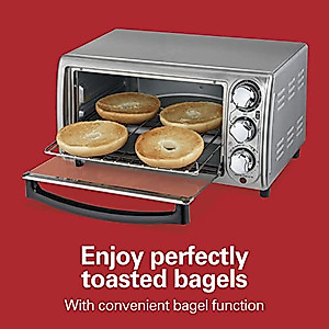 Hamilton Beach 4-Slice Countertop Toaster Oven with Bake Pan, Stainless Steel (31143)