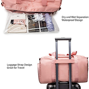 HOKEMP Sports Gym Bag Travel Duffel Weekender Bag Shoe Compartment with Wet Pocket for Men and Women (Pink)