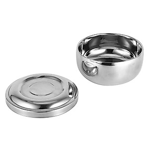 Stainless Steel Shaving Bowl, Men Wet Shaving Soap Mug Bowl Silver Metal Face Cleaning Health Care Shave Tool With Lid, Shaving Soap Dish, Shaving Foam Bowl