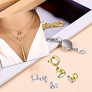 Kcctoo Magnetic Necklace Clasps and Closures - 14k Gold and Silver Plated Bracelet Connectors for Necklaces Chain Jewelry Making 