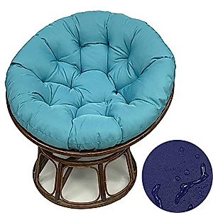 GPPSUNGD Waterproof Papasan Chair Cushion Thickened Papasan Seat Cushion Egg Seat Cushions Soft Egg Hammock Swings Chair Pads Indoor Outdoor-(Only Cushion) (51.2 X 51.2 in, Peacock Blue)
