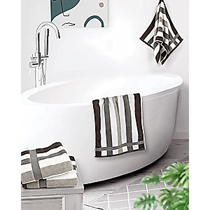 Jacquotha Quick Dry and Absorbent Hand Towels for Bathroom, Striped Hand Towel Set of 4 (Dark Grey & Light Grey 29” x 13”), Lightweight and Durable, 410 GSM