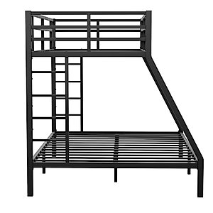 Twin XL Over Queen Bunk Bed for Boys/Girls/Teens/Adults, Heavy-Duty Metal Bunk Beds Frame with 2 Ladders & Full-Length Guardrail, Under Bed Storage Space, Noise Reduced, No Box Spring Needed