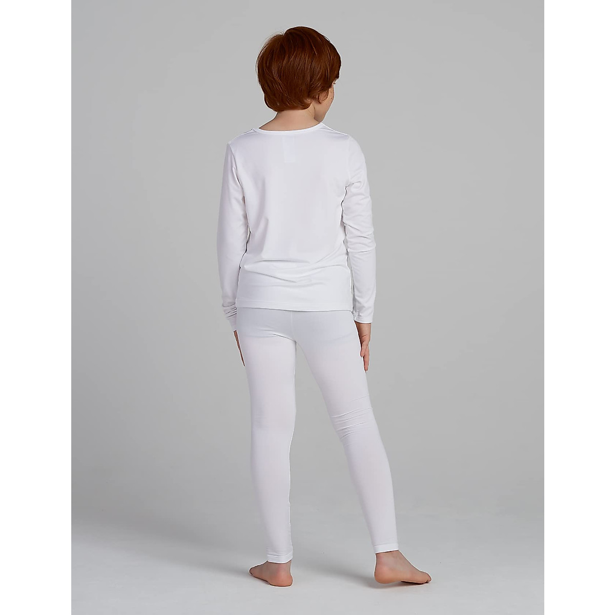 LAPASA Boys Thermal Underwear Set Fleece Lined Long John Base Layer Top Long Sleeves & Bottom Ski Winter Extreme Cold B03 11-12 Years White