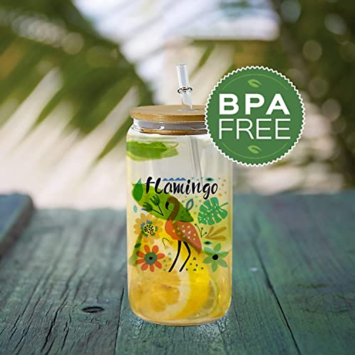 AGH 12 Pack 16oz Clear Sublimation Glass Blanks with Bamboo Lid, Sublimation Glass Cups Transparent Can Shaped Beer Cup with Lid and Straw, Straight Sublimation Tumblers for Iced Coffee Milk Juice