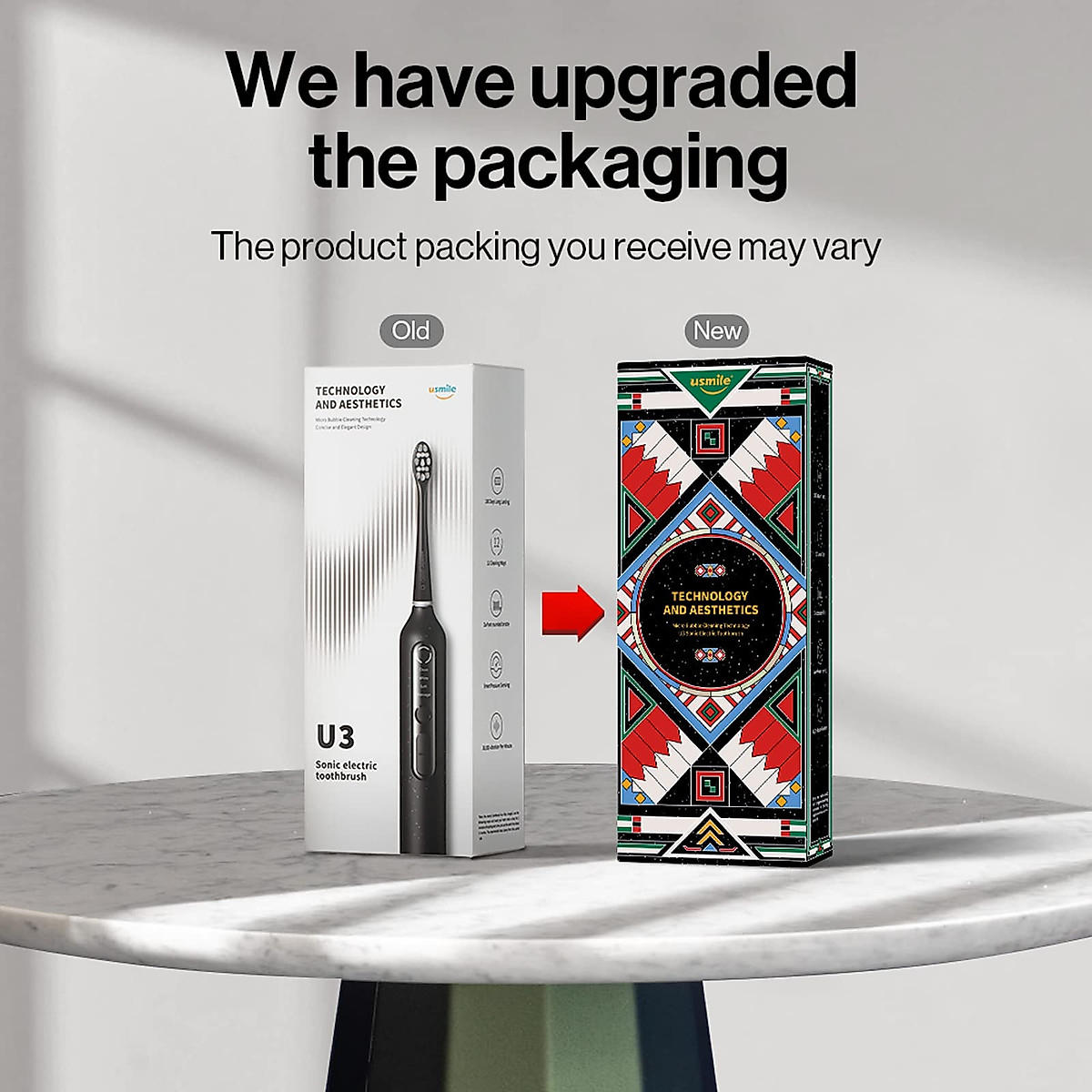 usmile Electric Toothbrush, Sonic Electric Toothbrush with Smart 3D Display, 4 Modes and 3 Intensities, Built-in Timer, U3 Black