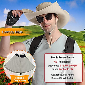 HUAMULAN 6" Wide Brim Sun Protection Hat Outdoor Unisex Bucket Hats for Hiking Beach Fishing Safari Garden Lawn Yard Work Kayaking,Beige