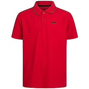 DKNY Boys' Polo Shirt - 2 Pack Classic Fit Short Sleeve Pique Polo - Comfort Stretch Collared Golf Shirt for Boys (4-20), Size 6, Racing Red/Jet Black