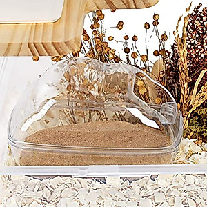 BUCATSTATE Sand Bath Container for Hamster Large Transparent Hamster Toilet with Scoop Dwarf Sandbox Dust Bathtub Small Animals Bathroom Hamster Cage Accessories (Transparent, Large)