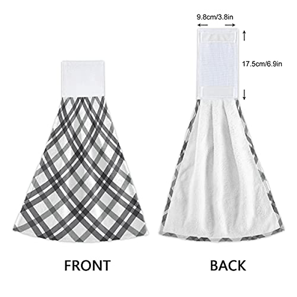 Giwawa Black and White Plaid Kitchen Hand Towel Set of 2, Absorbent Checked Dish Towels Soft Fast Drying Check Plaids Hanging Tie Towel Check Towel for Bathroom Farmhouse Home Decoration 12x17in