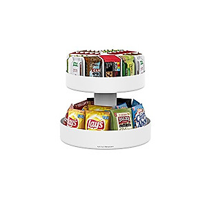 Mind Reader 2 Tier Lazy Susan Granola Bar and Snack Organizer,Home, Office, Breakroom, White