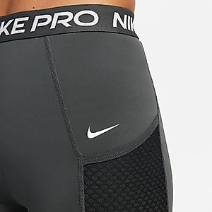 Nike Pro Women's High-Waisted 3" Training Shorts with Pockets (as1, Alpha, m, Regular, Regular, Dark Smoke Grey/Black/White)