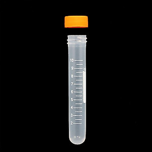 uxcell 10 Pcs 10ml Plastic Centrifuge Tubes with Screw-on Cap, Polypropylene Graduated Micro Centrifuge Tube, Round Bottom, Orange, Storage Container for Beads Sample Lab