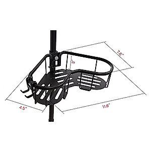 Utopia Alley Flat Shelf Tension Rod Shower Organizer - Rustproof Corner Shower Caddy with 4 Adjustable Shelves - Stand Up Shower Corner Shelf, Bathtub Corner Rack - Matte Black Finish