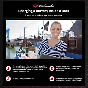 Schumacher-SC1389 Fully Automatic Direct-Mount 3-Battery Charger and Maintainer - 15 Amp, 12V - for Marine Batteries