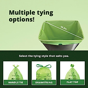 Simply Bio 13 Gallon Compostable Trash Bags Liners Drawstring, Heavy Duty Extra Thick 1 Mil, 49.21 Liter, 30 Bags, Tall Kitchen Food Scrap Waste Bag, ASTM D6400, US BPI and OK Compost Home Certified