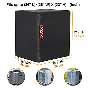 LXKCKJ Air Conditioner Cover for Outside Units - 420D Waterproof Air Conditioner Protection Covers for Window Unit - Winter AC Covers Fits AC Condensing HVAC Unit (Black 32''LX32''WX36''H)