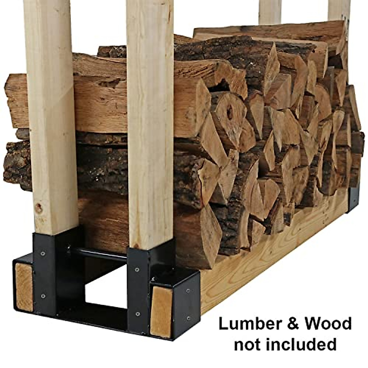 Sunnydaze Firewood Log Rack Bracket Kit - Adjustable to Any Length - Open-End Design - 1 Pair of Brackets