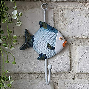 Kyien Set of 4 Beach Themed Wall Hooks Decorative Starfish Sailboat Fish Seahorse Hangers for Coat Towel Clothes