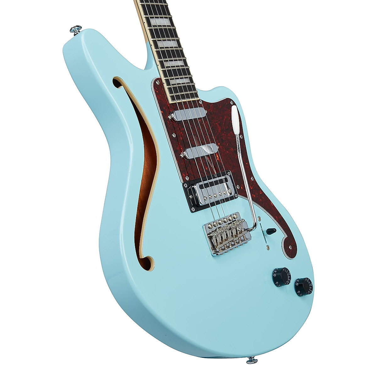 D'Angelico 6 String Semi-Hollow-Body Electrical Guitar, Right, Sky Blue (DAPBEDSHSBMCS)