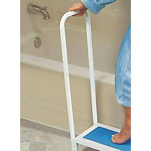 Bath Step with Handle- Step Stool with Handrail Nonslip Bath Shower Kitchen Supports Up to 500lbs Heavy Duty Step Stool