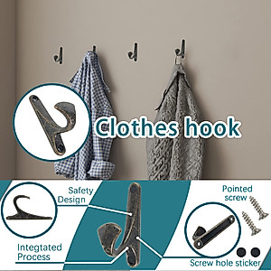 OLAYA 12 Pack Vintage Coat Hooks Wall Mounted Heavy Duty for Hanging Coat Hanger with Screws for Bathroom Kitchen Office Entryway (12 Black Coffee)