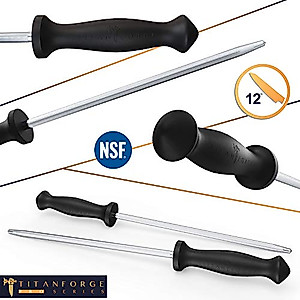 Dalstrong TITAN FORGE - Honing Rod - 12" Steel - Pro Series Knives - 7CR17MOV High-Carbon steel - Full Tang - NSF Certified