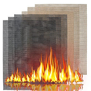 BBQ Mesh Grill Mat Set of 6 - Non-Stick Barbecue Grill Sheet Liners Grilling Mats for Outdoor Teflon Grill Sheets Reusable and Easy to Clean-Works on Electric Grill, Gas, Charcoal 15.75 x 11.8in