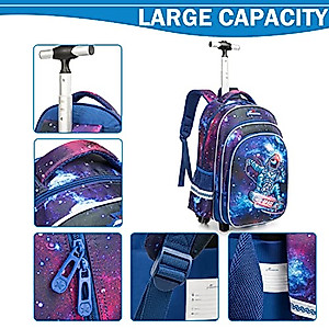 Meetbelify Boys Rolling Backpack Kids Backpacks with Wheels for Elementary Student School Bags Trolley Trip Luggage
