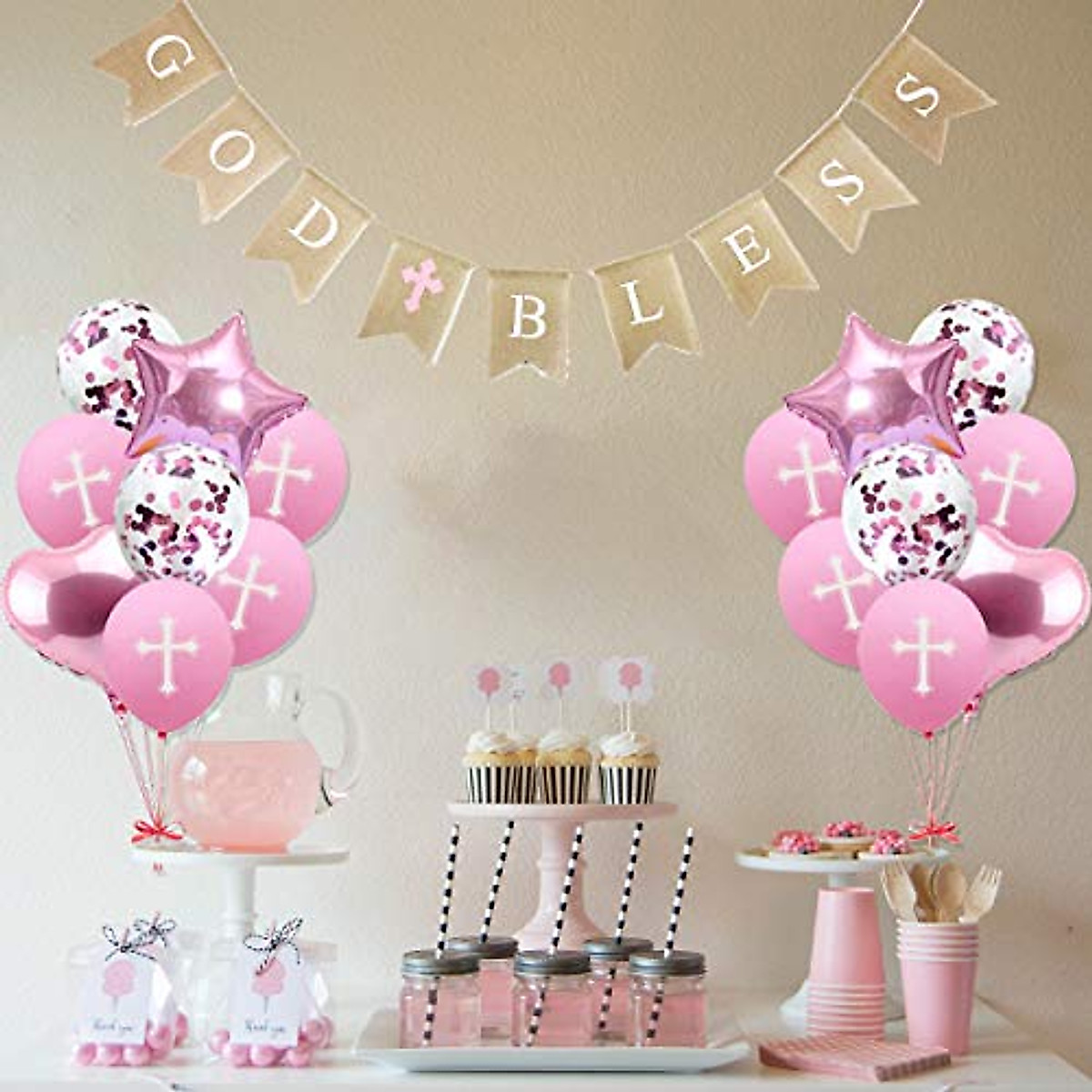 God Bless Banner Baptism, Baptism Decorations Girl, Confirmation Balloons, First Communion Balloons, Cross Balloons for Baptism, Baptism Cross Balloons, Baptism Decorations, Baby Shower